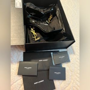 Yves Saint Laurent | Shoes | Ysl Logo High Heels New Never Worn Black ...